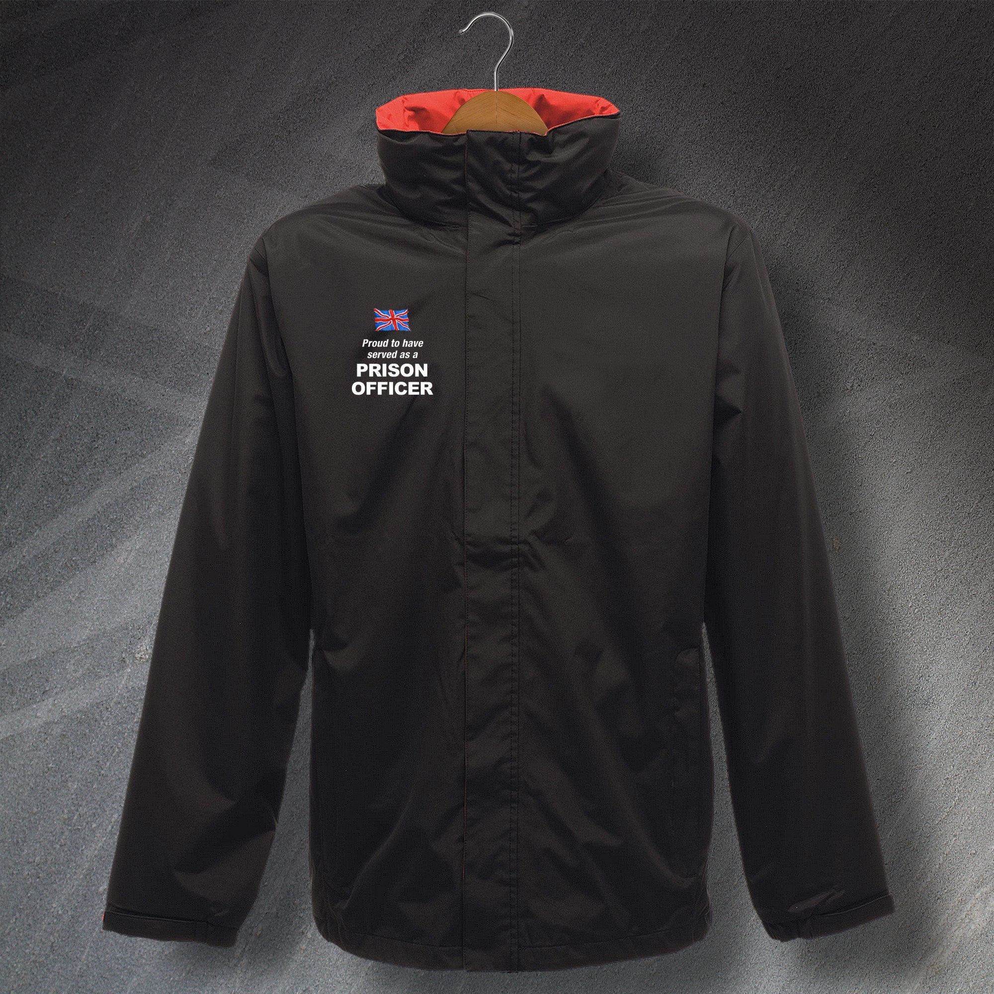 Proud to Have Served as a Prison Officer Embroidered Waterproof Jacket ...